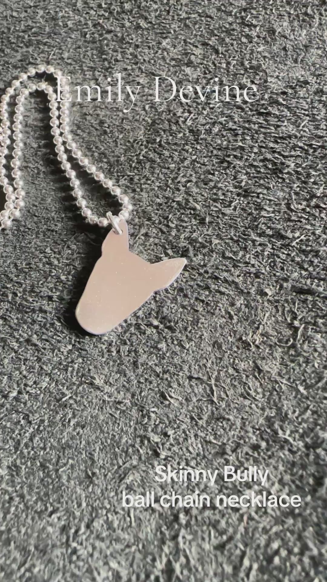 Skinny Silver Bully Pendant on ball chain necklace – Emily Devine Art